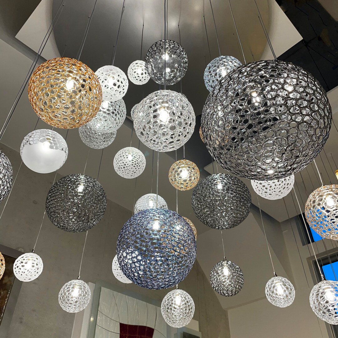 Hand-blown Art Glass Globe Chandelier: NAPA LED Statement Lighting - Etsy
