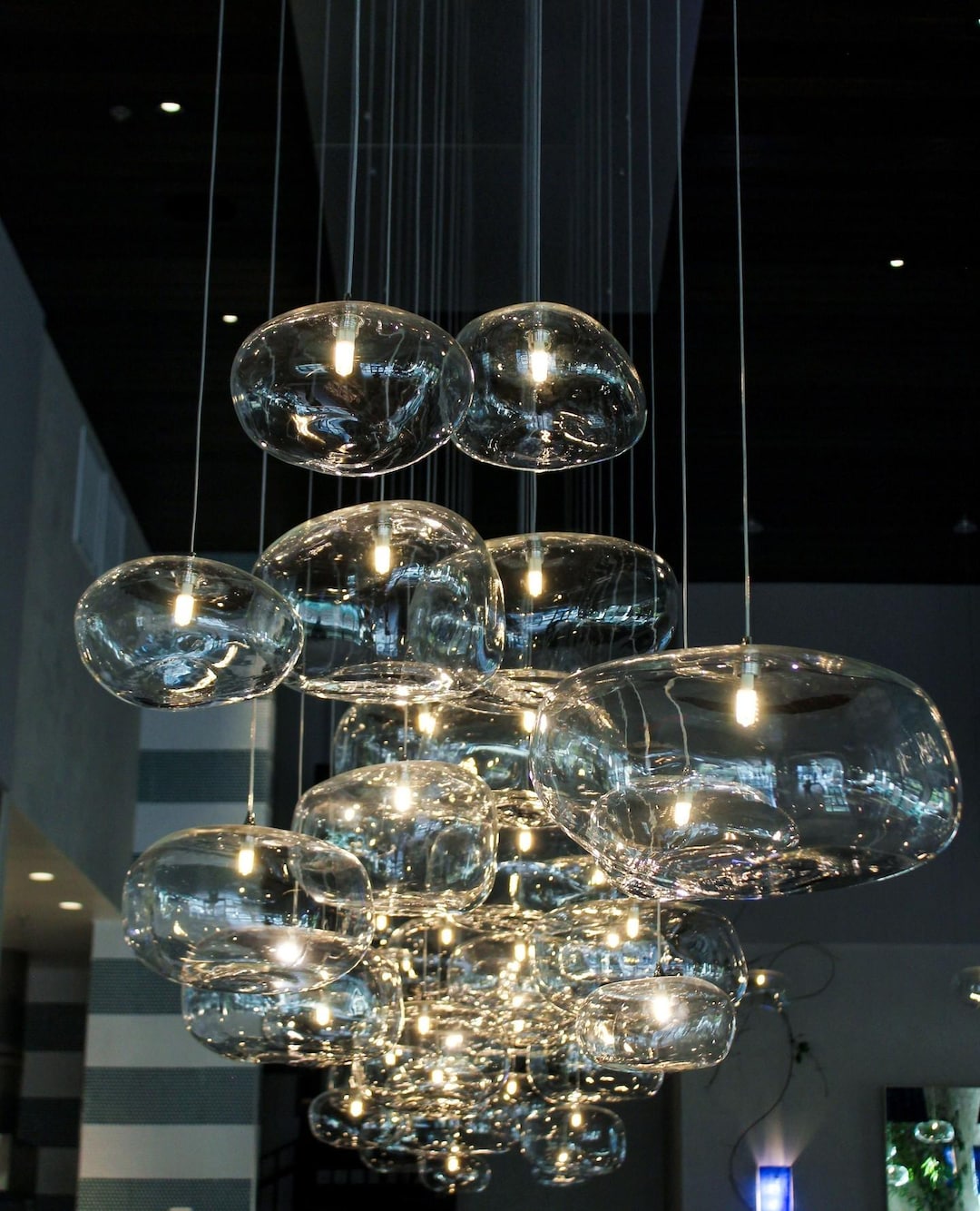 Irregular Bubble Glass Chandelier: Modern Foyer Staircase LED Pendant ...