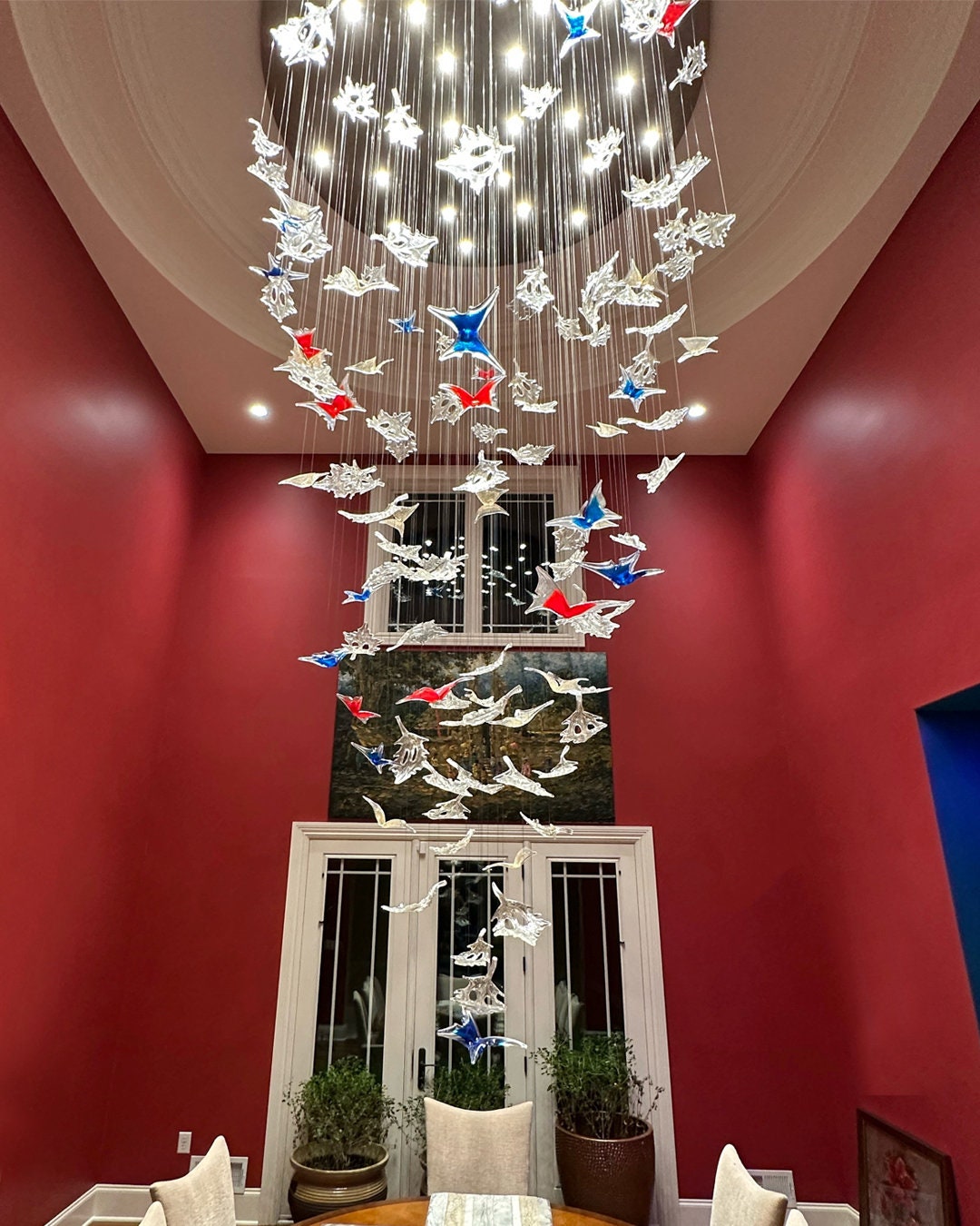 Murano Glass Custom Entry Foyer Chandelier - Modern Staircase Lighting ...