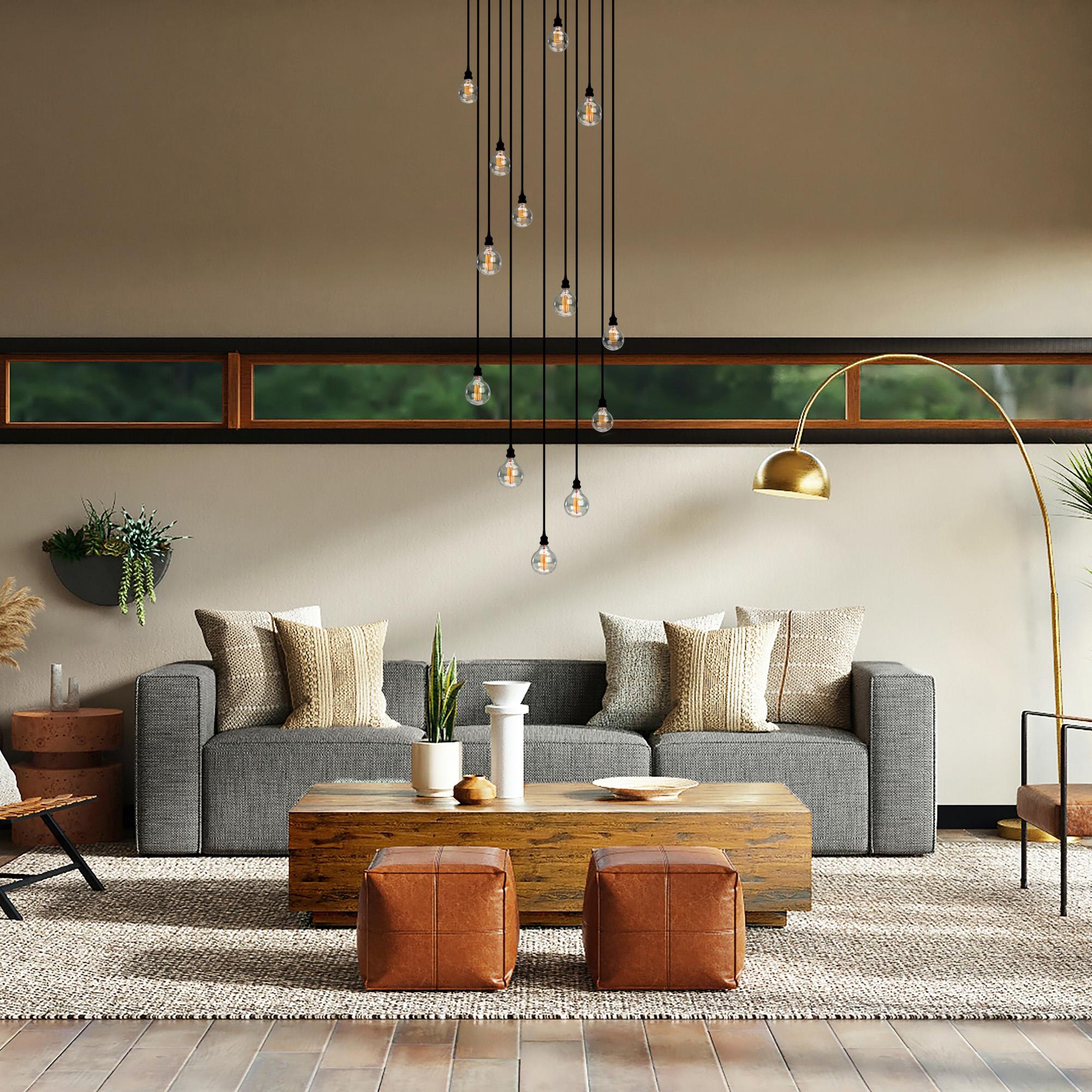 Edison Bulb Chandelier: Long Cascade Multi Pendant Light for High ...