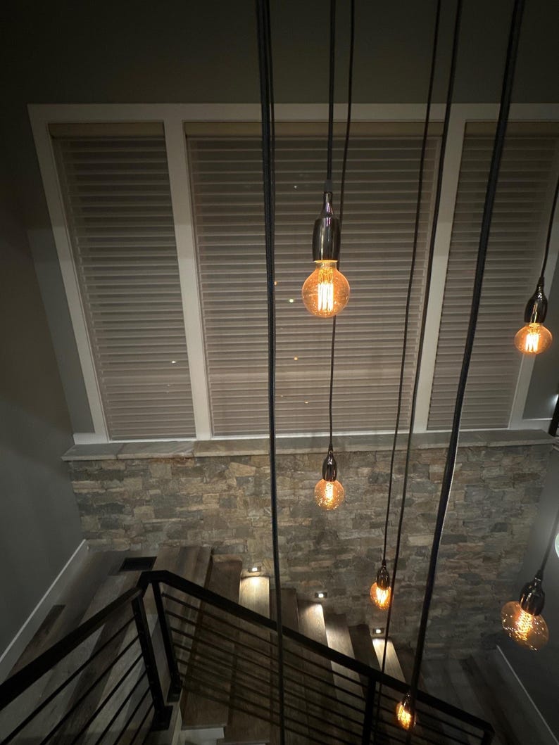 Edison Bulb Chandelier: Long Cascade Multi Pendant Light for High ...