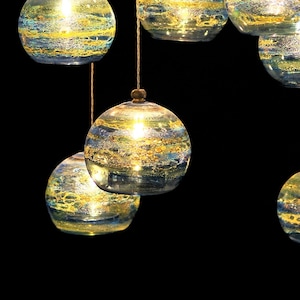 Abstract-blue-amber-glass Pendants-bubbles-blown Glass Colored Pendant ...