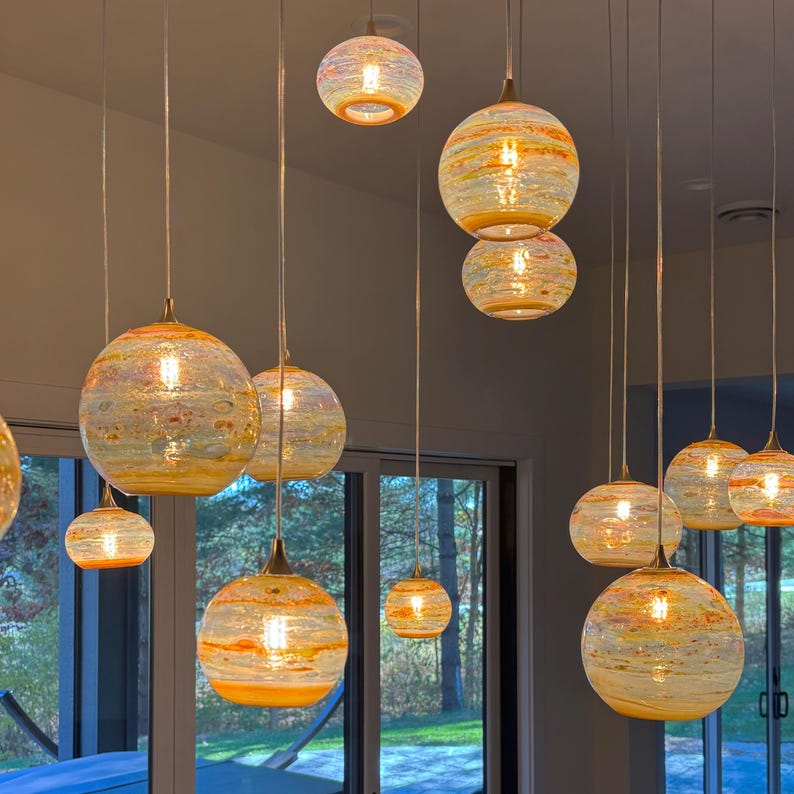 Abstract-pendants-bubbles-blown Glass Colored Pendant-lighting-led ...