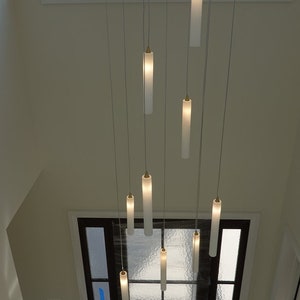 RAINFALL Glass Pendant Chandelier: Modern Two-story Foyer Lighting - Etsy