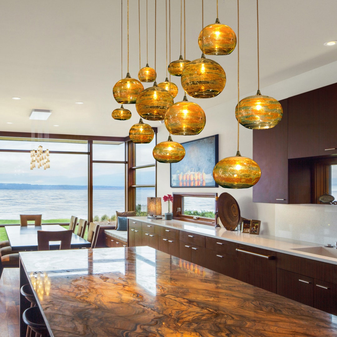 Abstract-pendants-bubbles-blown Glass Colored Pendant-lighting-led ...