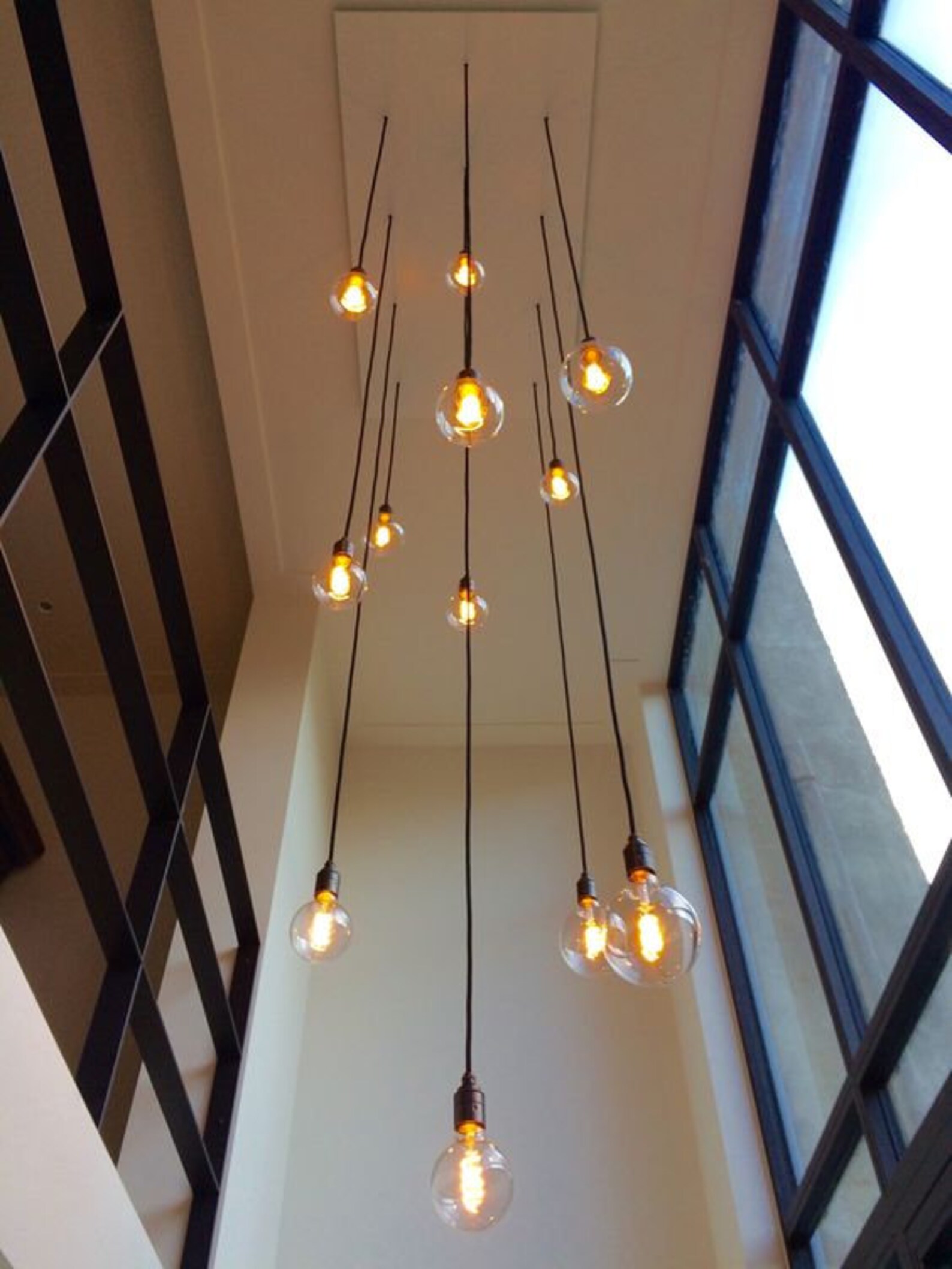 Edison Bulb Chandelier: Long Cascade Multi Pendant Light for High ...