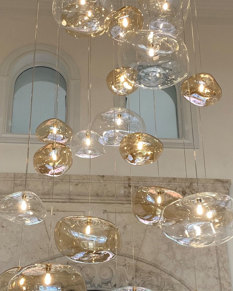 Irregular Bubble Glass Chandelier: Modern Foyer Staircase LED Pendant ...