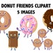 DONUT FRIENDS CLIPART Doughnut Characters - Kawaii Donuts Dessert ...