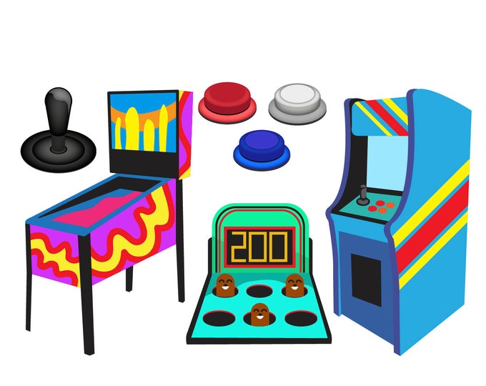 Arcade Games Clipart, Wack-a-mole Game SVG, Pin Ball Vector Clipart ...
