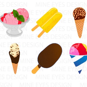 ICE CREAM CLIPART Popsicle and Frozen Dessert Summer Clipart Sweets Ice ...