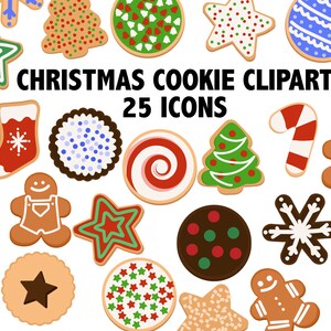 CHRISTMAS COOKIE CLIPART Xmas Holiday Icons Printable Holiday Cookies ...