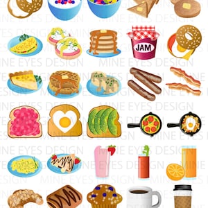 Weekend Brunch Clipart Set Breakfast Icons Printable Eggs and Bacon Art ...