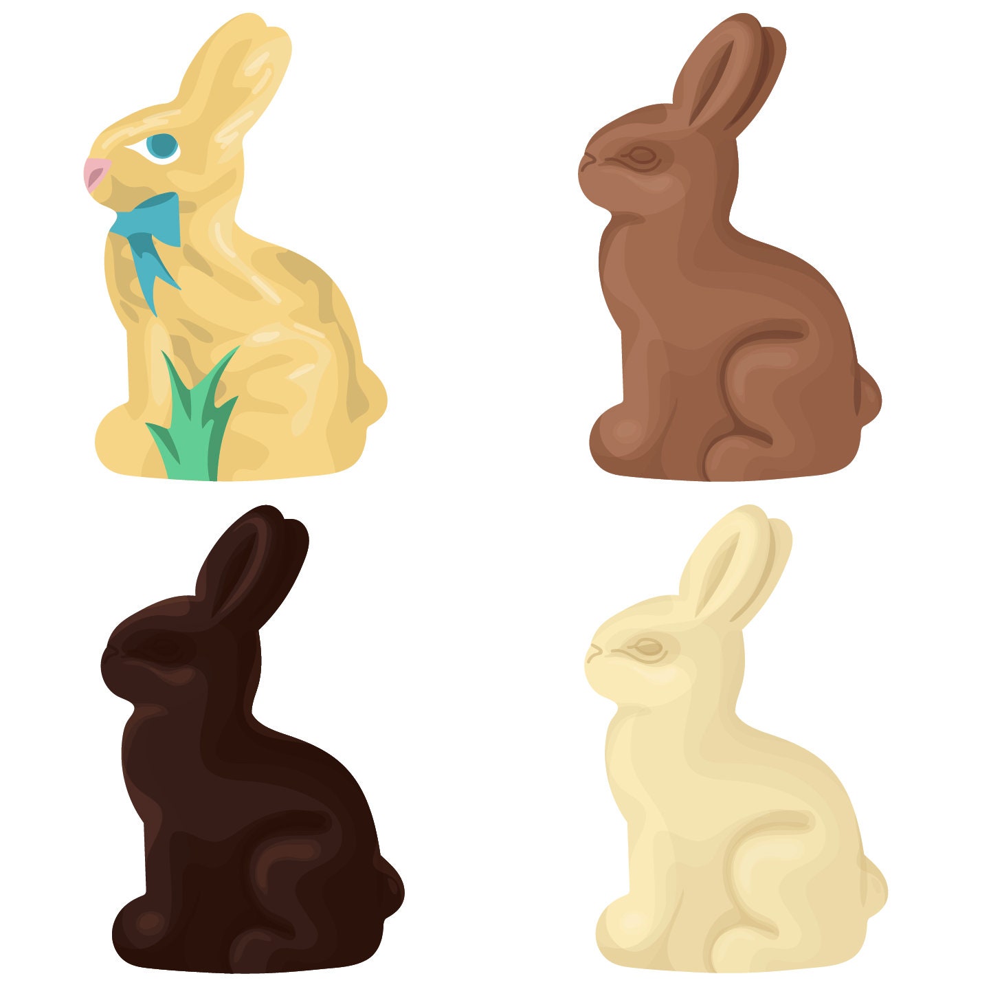 CHOCOLATE BUNNY CLIPART Easter Clip Art Printable Easter - Etsy