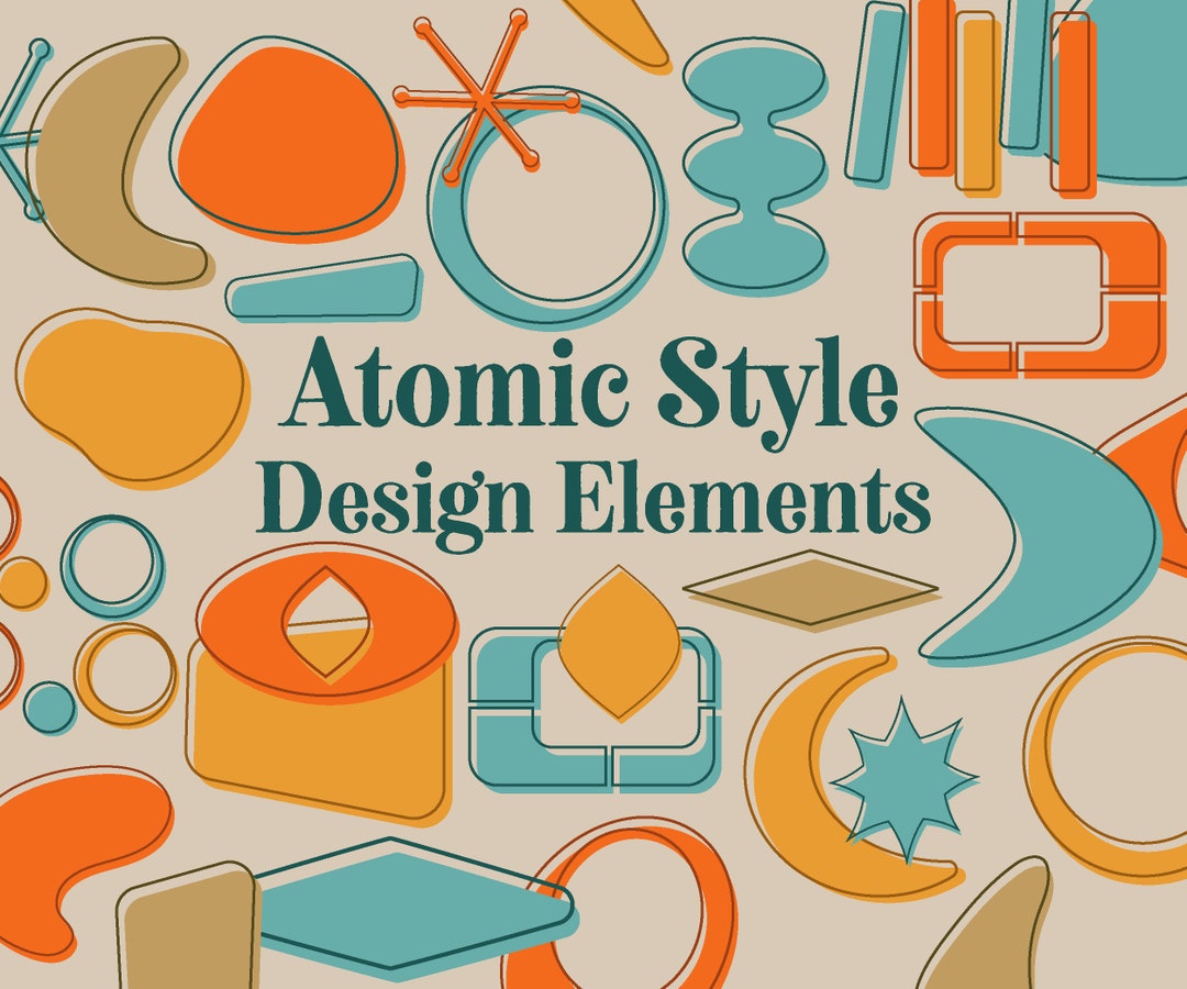 Atomic Mid-century Clipart: Googie Design Elements (PNG, JPEG, SVG) - Etsy