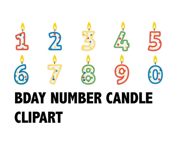 BIRTHDAY CANDLE CLIPART Number Candle Images Kids Birthday | Etsy
