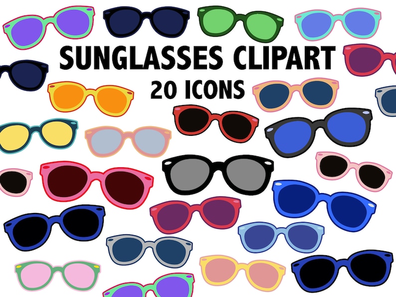 SUNGLASSES CLIPART Printable Summer Sunglasses Icons Retro - Etsy