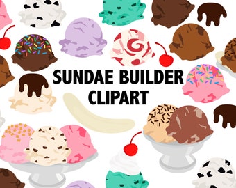 120 Ice Cream Clipart Build Your Own Ice Cream Cone Clip Art - Etsy