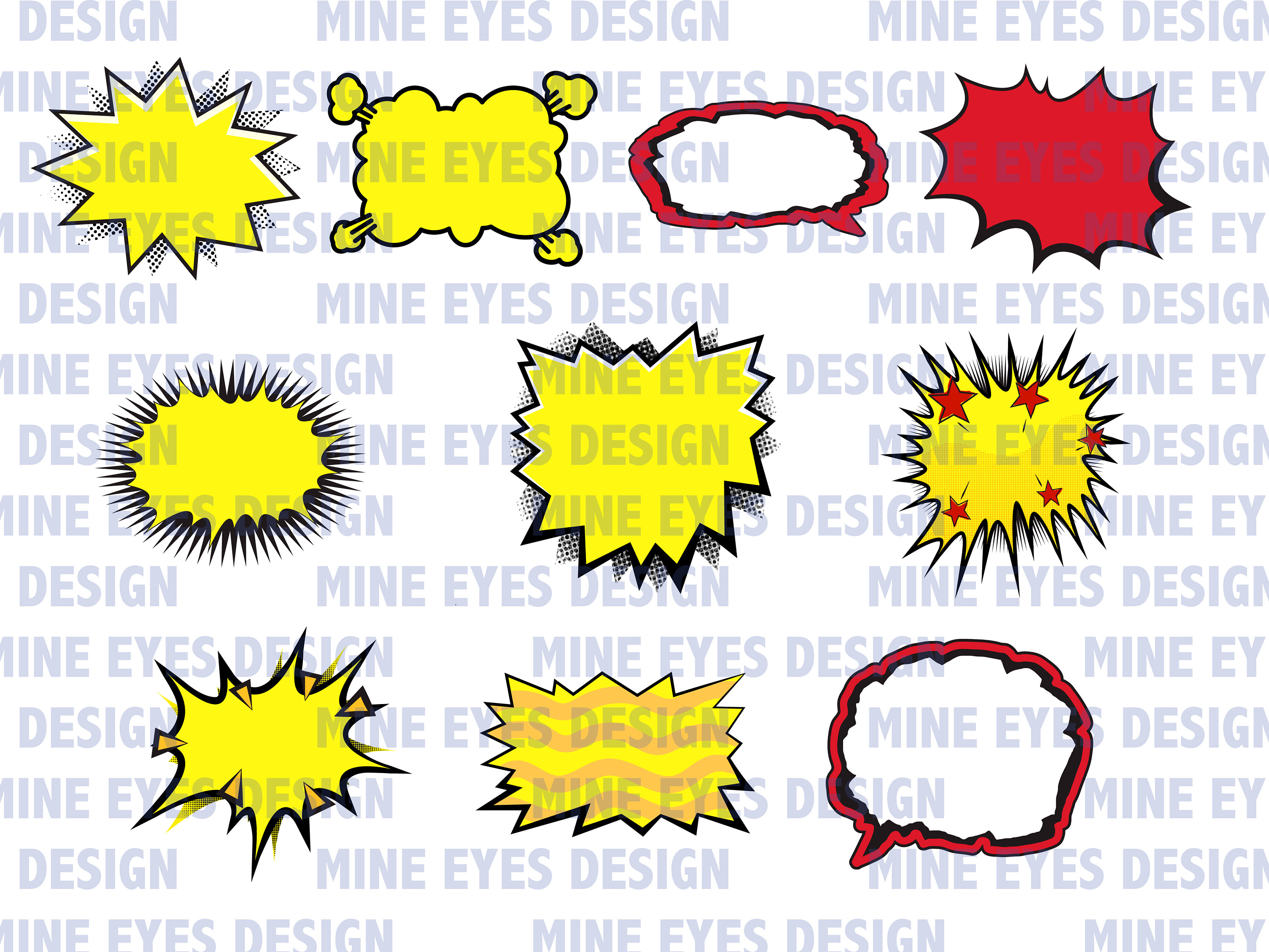 COMIC BUBBLE Design Elements Comic Book Speech Thought and - Etsy