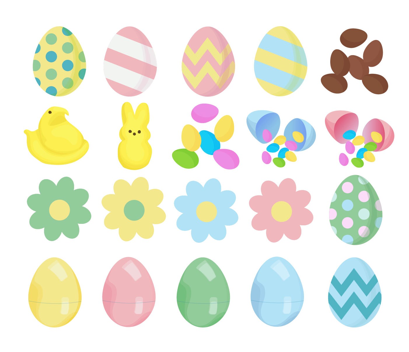 EASTER CLIPART painted egg and candy icons colorful | Etsy