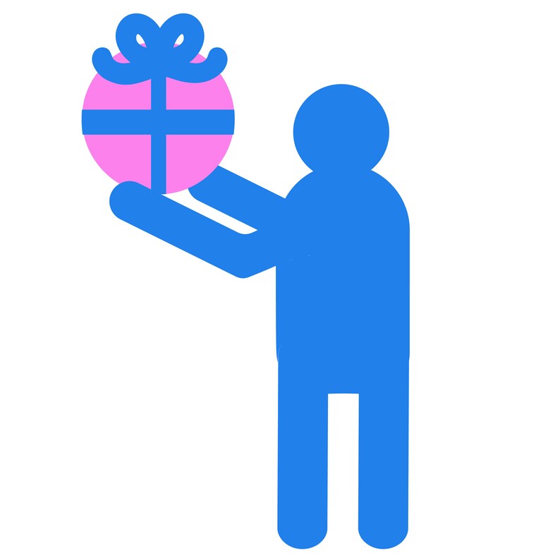 PRESENT CLIPART Blue and Pink Gift Giving Icons Retro Neon | Etsy