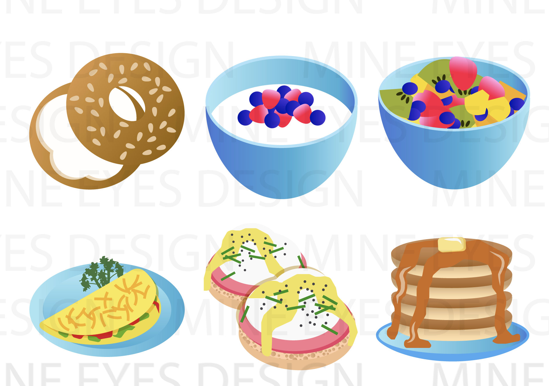 BRUNCH CLIPART Breakfast Icons Printable Eggs and Bacon Art - Etsy Hong ...