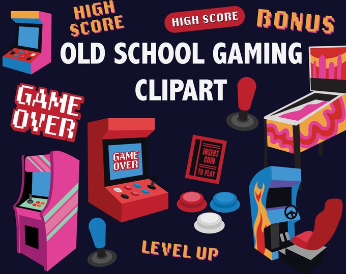 Retro Game Arcade Clipart, Nostalgia Arcade Clipart Set: Classic Games ...
