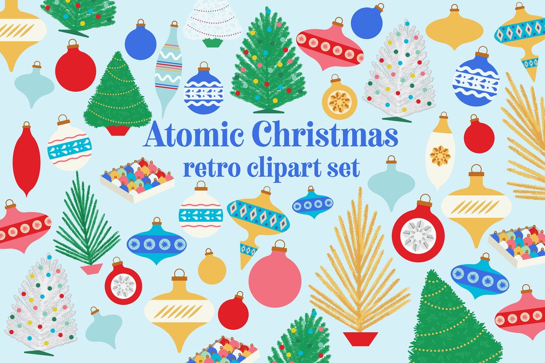 Atomic Christmas Graphics Set Retro Mid Century Christmas - Etsy