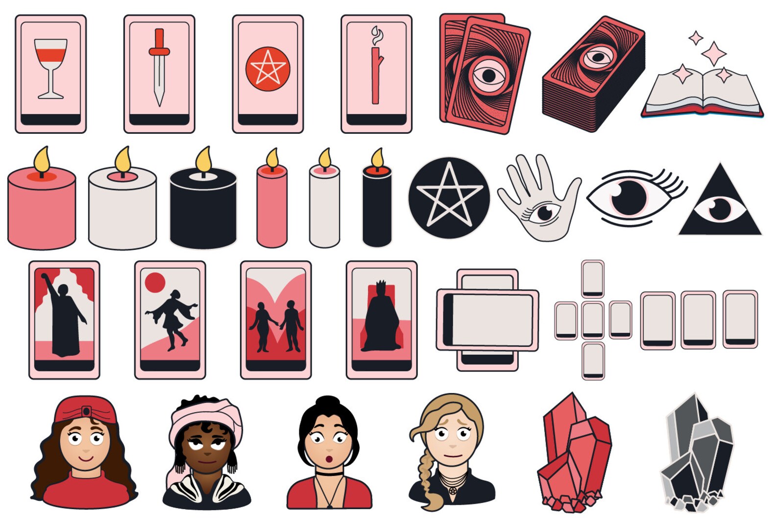 TAROT CLIPART Occult Wicca and Psychic Icons Clip Art - Etsy