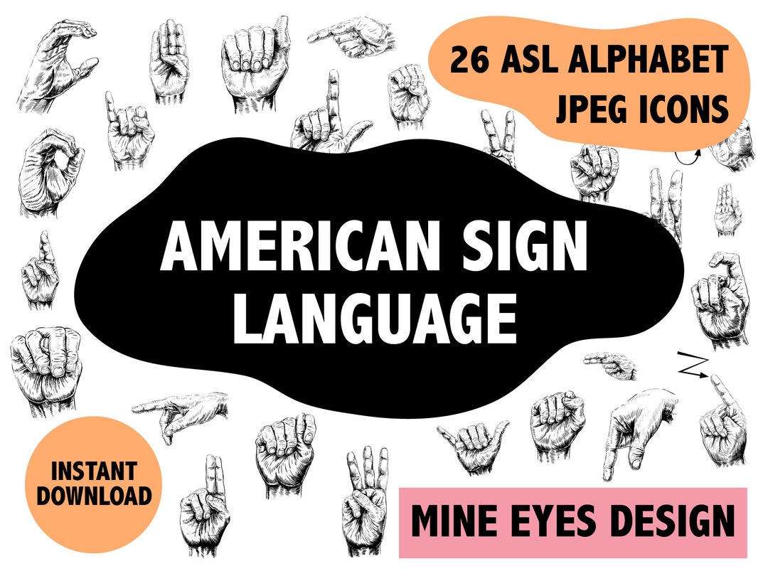 American Sign Language Hands Digital Download Asl Alphabet Icons Hand ...