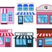 SHOPS CLIPART Town Building Icons BUSINESS Storefront Cityscape Clip ...