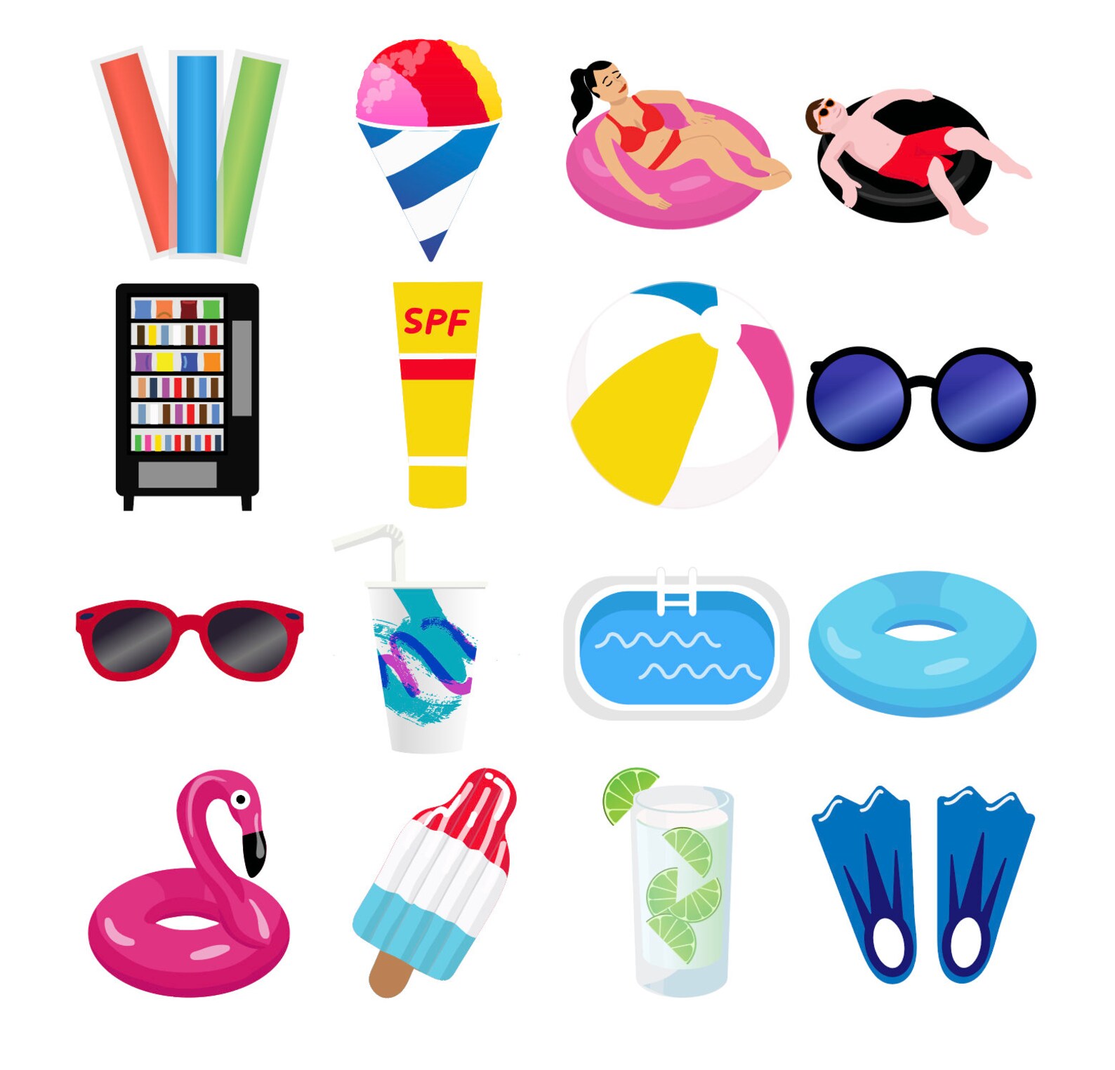 POOL PARTY CLIPART Summer Fun Clip Art Icons Beach Swimming - Etsy