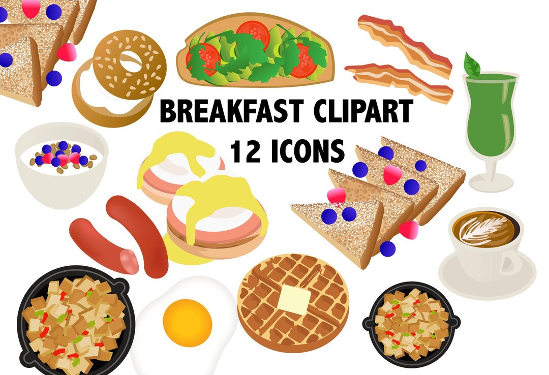 BREAKFAST & BRUNCH Clipart Icons Eggs Clip Art Restaurant Diner Waffle ...