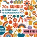 1970s Bundle RETRO Seventies Clip Art Icons and Seamless Digital Papers ...