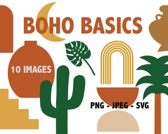 BOHO CLIPART Bohemian Vector Design Elements | Etsy