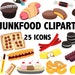 JUNK FOOD CLIPART Printable Snack Pizza Cookies Dessert and Candy Icon ...