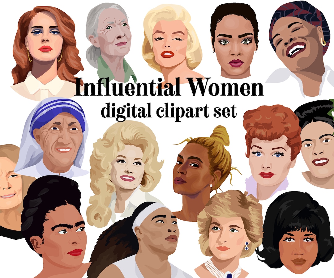 Influential Women in History Digital Clipart Set Famous Woman Portrait ...