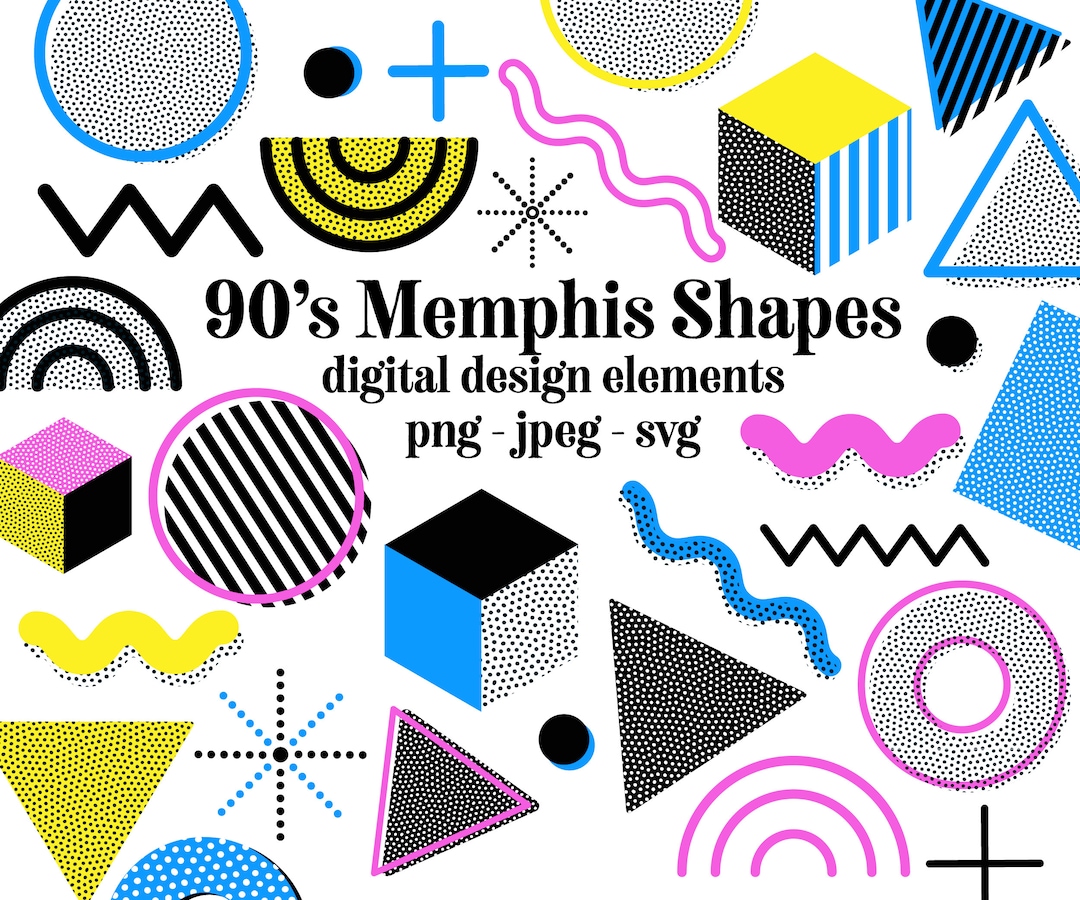 90s Memphis Shapes Design Elements Retro Nineties Graphic Design Icons ...