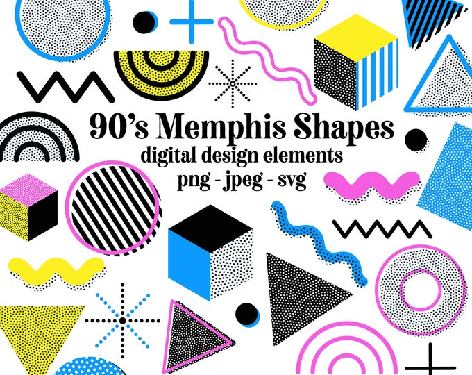 90s Elements Clipart Bundle, Retro 90s Clipart, Nineties Nostalgia, 90s ...