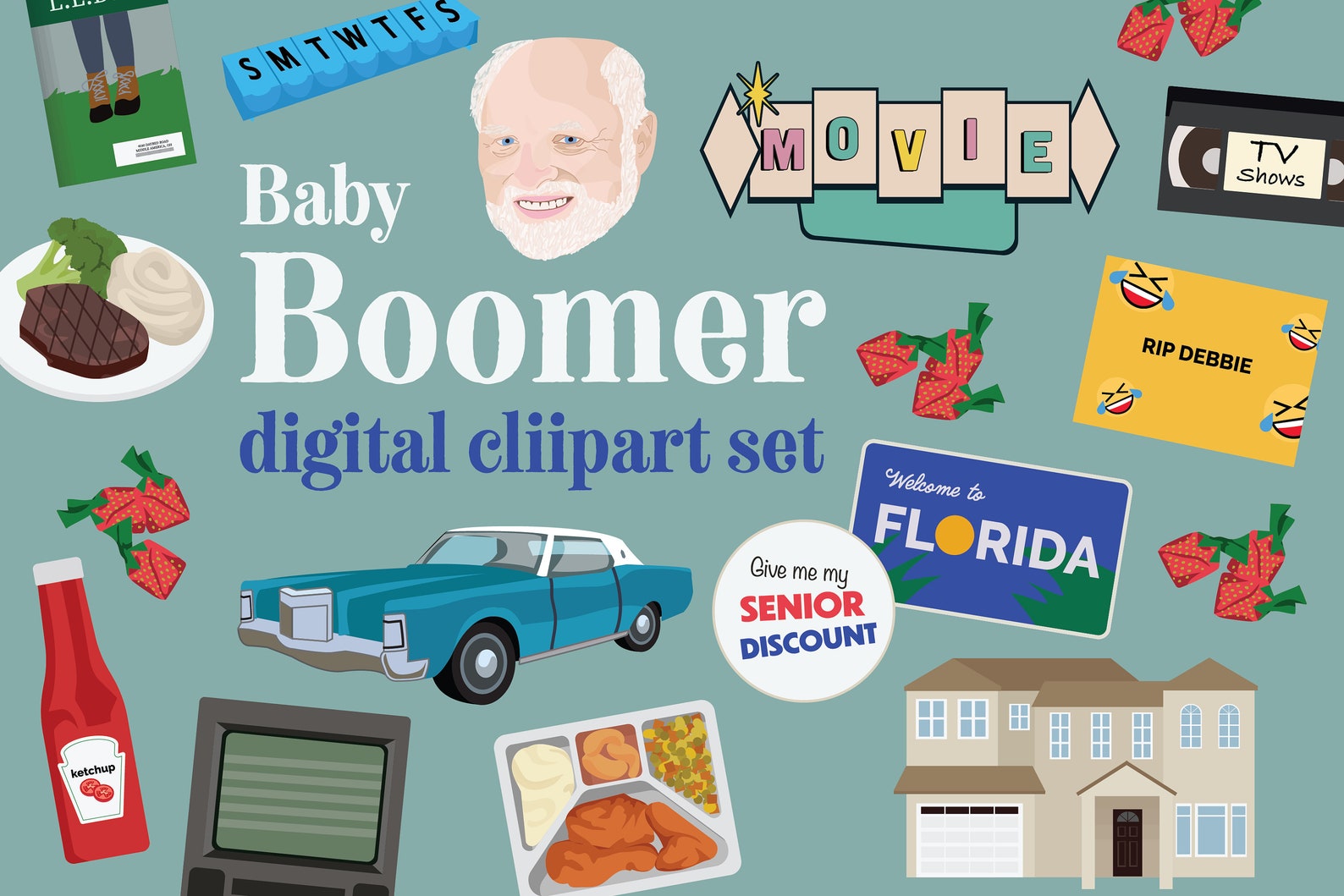 Baby Boomers Digital Clipart Set Baby Boomer Generation Clip Art Images ...