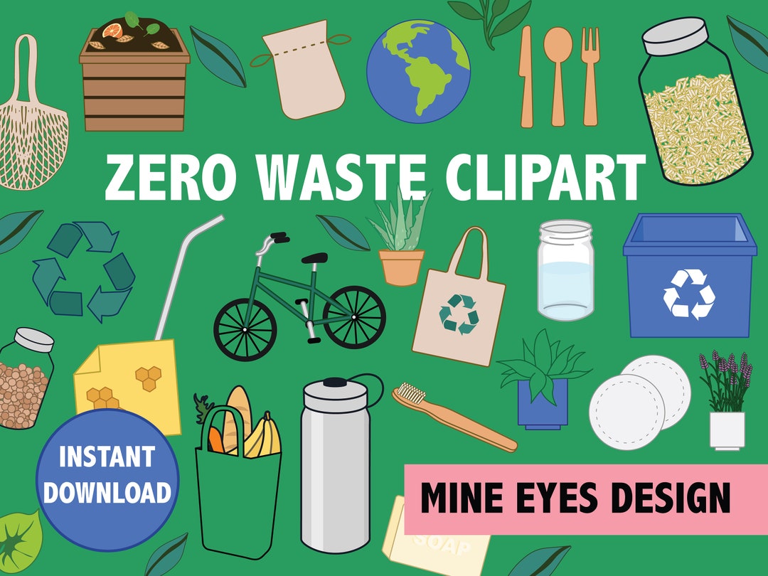ZERO WASTE CLIPART Sustainable Living Recycling Earth Day Clip Art ...