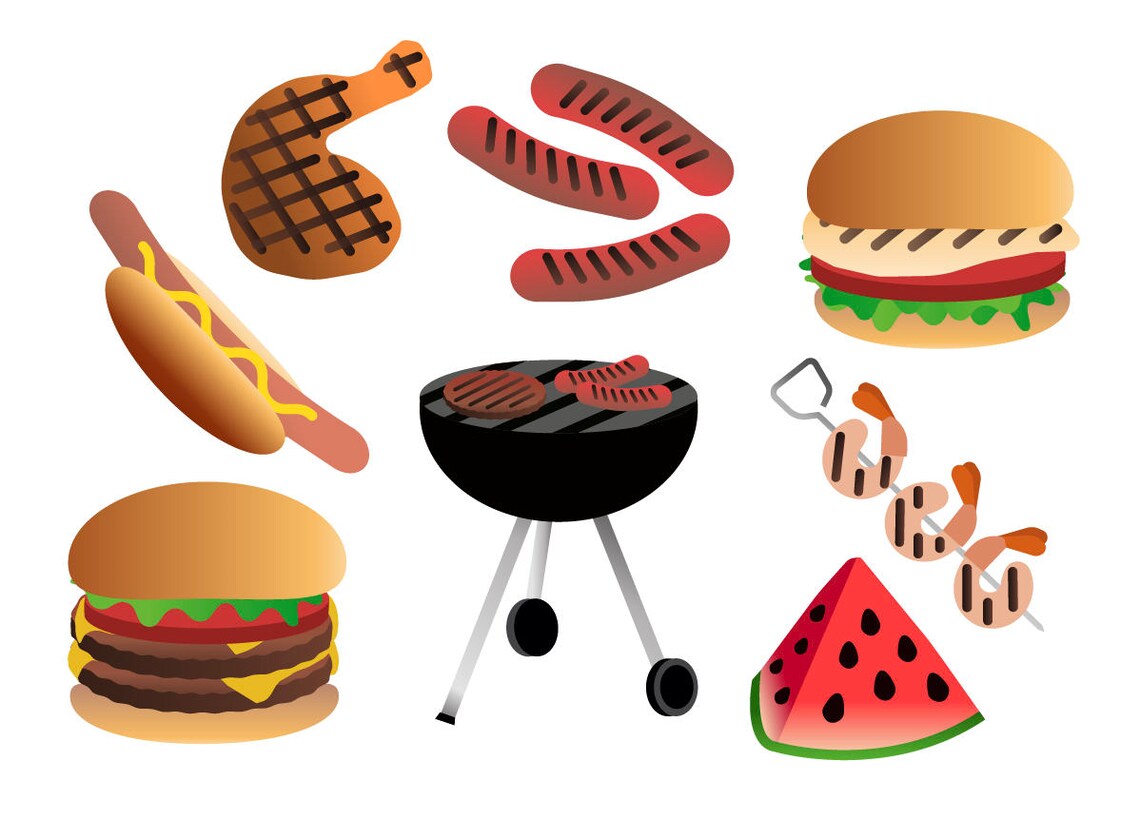 BBQ CLIPART summer barbeque icons carnivore cliaprt | Etsy