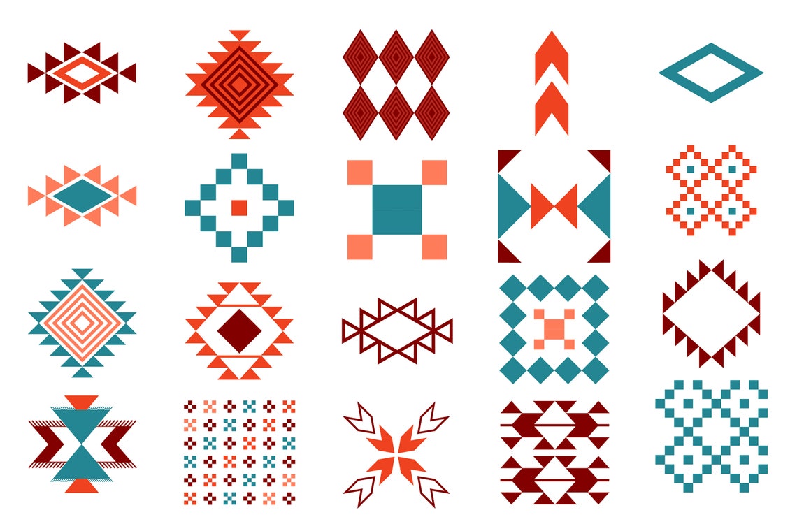 AZTEC MOTIF Design Elements Colorful Geometric Shapes and Patterns ...