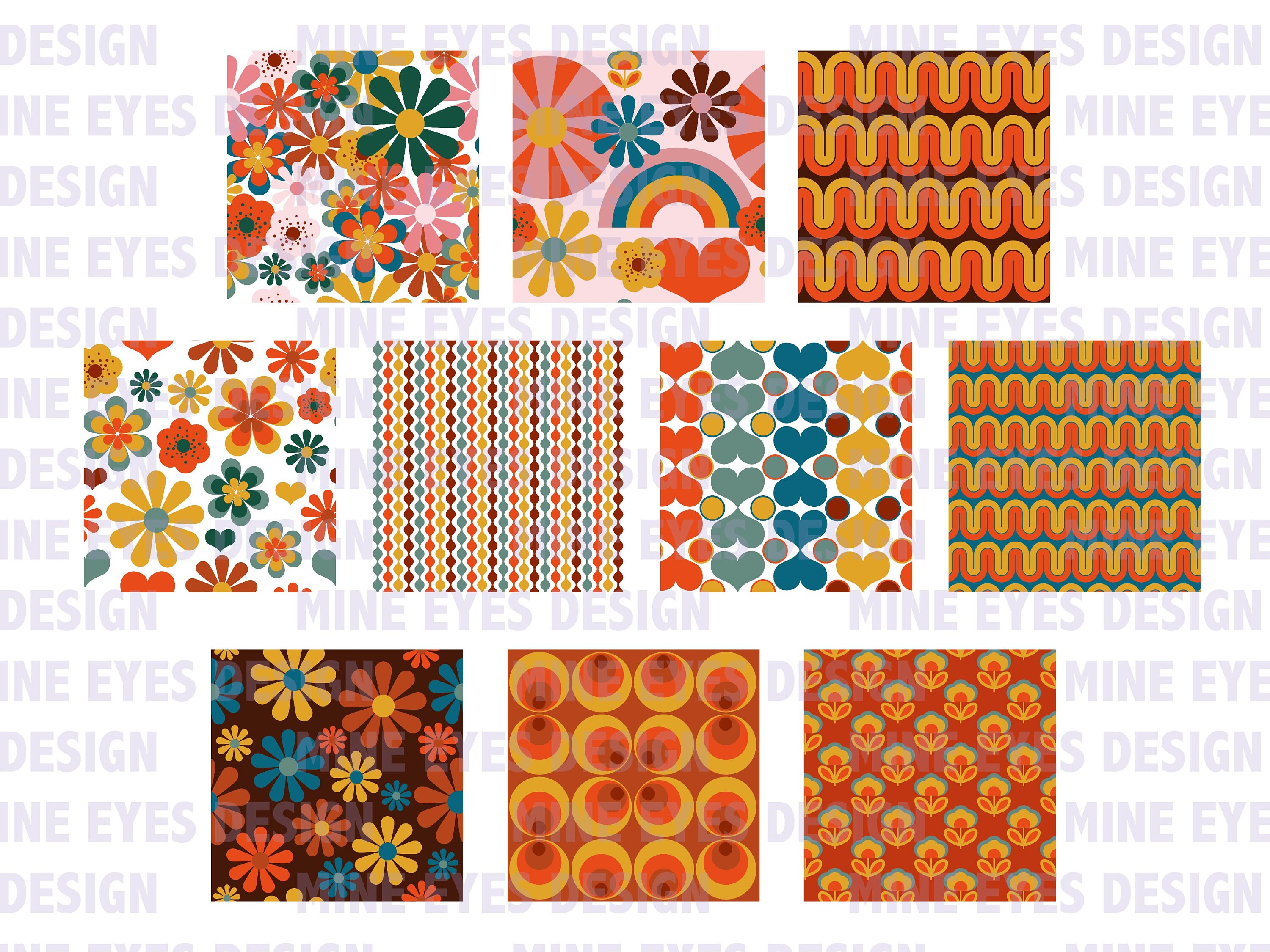 1970s Bundle RETRO Seventies Clip Art Icons and Seamless Digital Papers ...
