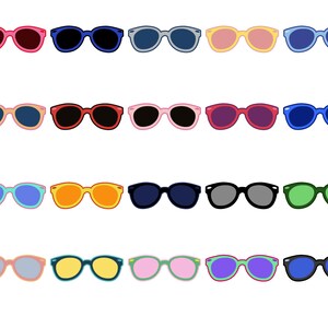 SUNGLASSES CLIPART - Printable Summer Sunglasses Icons - Retro Sun ...