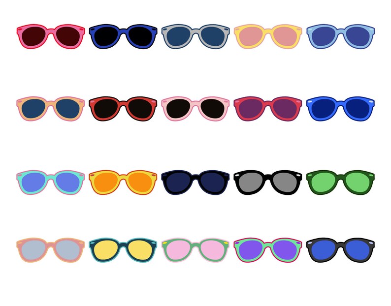 SUNGLASSES CLIPART Printable Summer Sunglasses Icons Retro | Etsy