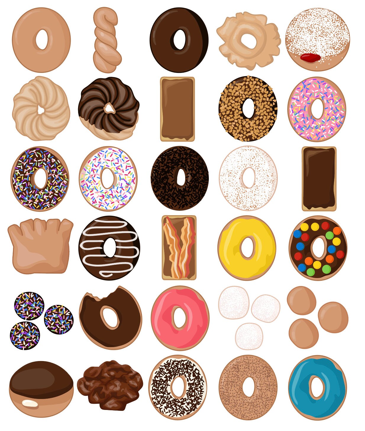 DONUT CLIPART Bakery Icons Printable Doughnut Clip Art Icons | Etsy Canada