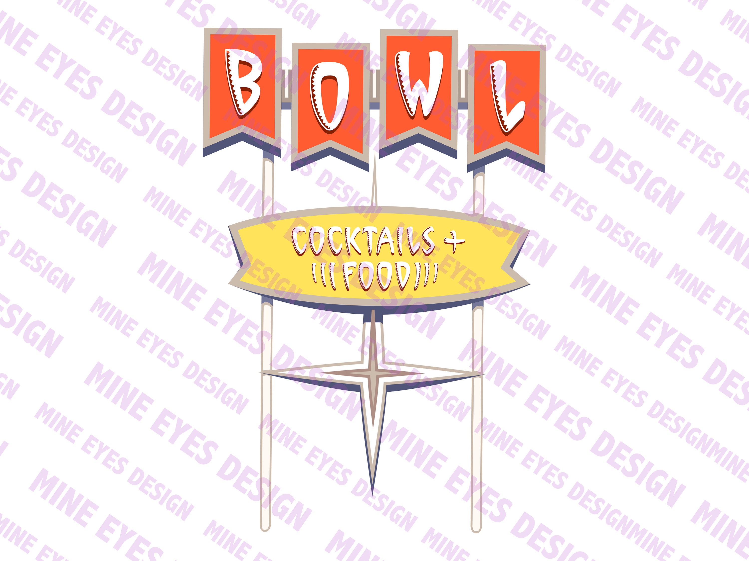 Googie Sign Clipart SVG Mid Century Modern Design Icons 1950s Digital ...