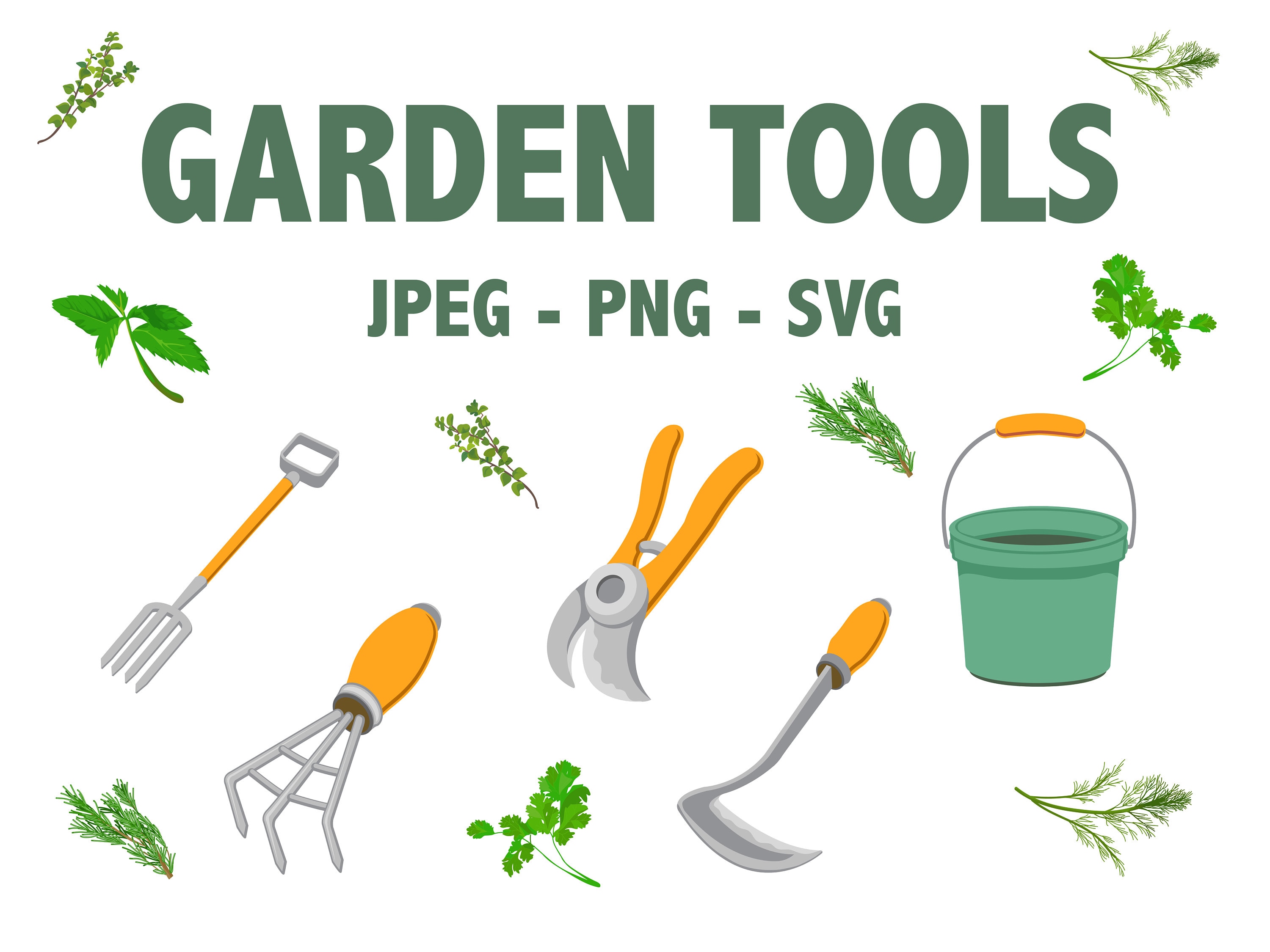 GARDEN TOOLS CLIPART Printable Landscaping Icons Sickle - Etsy