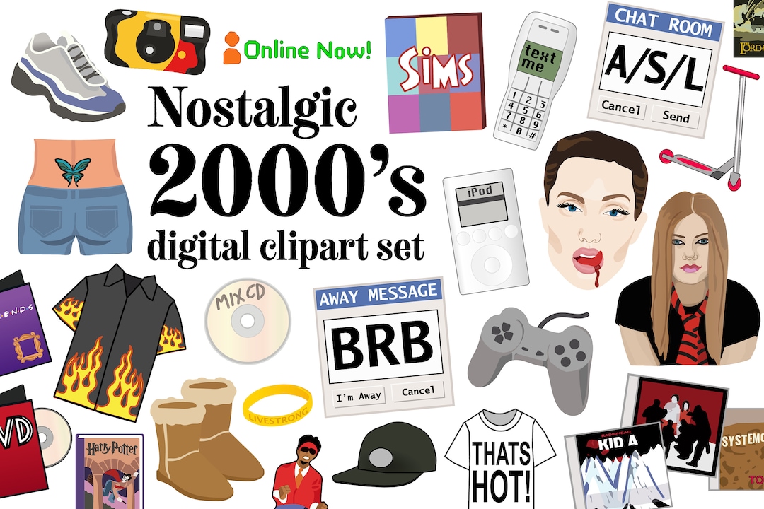 2000s Digital Clipart Set Retro 2000's Icons Printable 00s Party Images ...