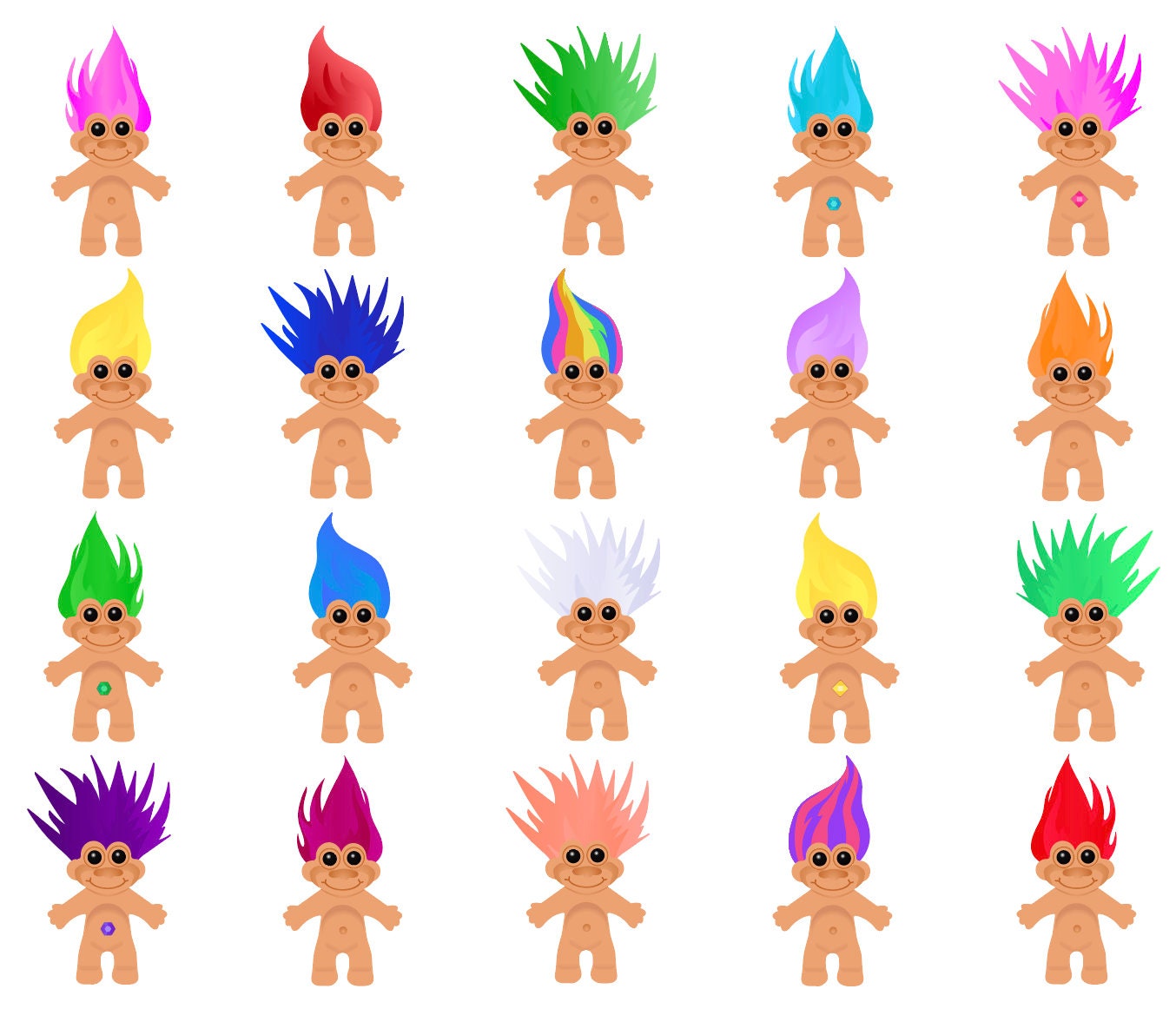TROLL CLIPART 90s Troll Doll Icons Printable Troll Party - Etsy